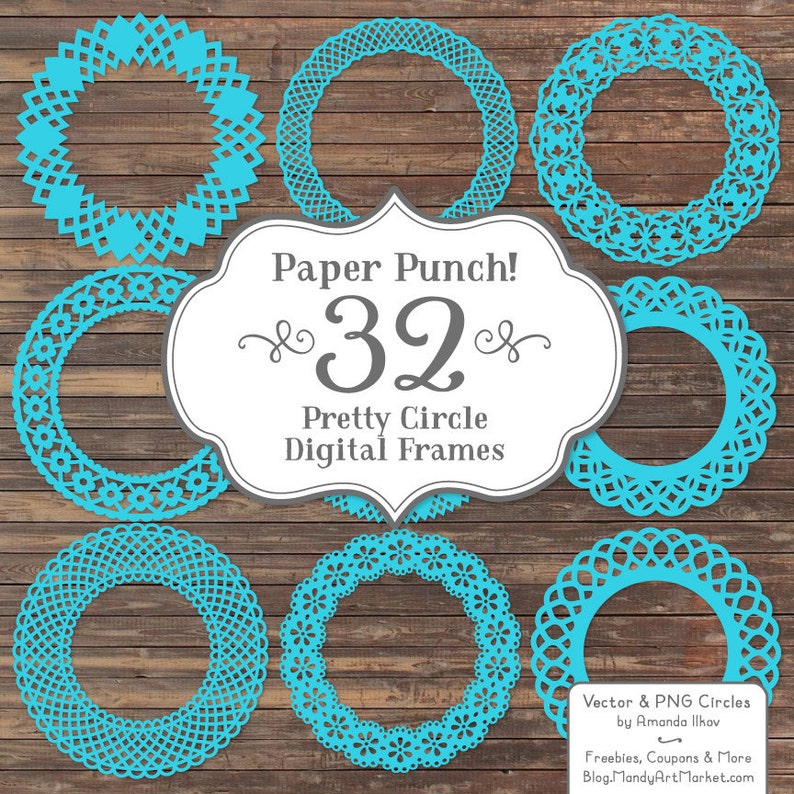 32 Premium Paper Punch Tropical Blue Lace Frames Clipart & Vectors ...