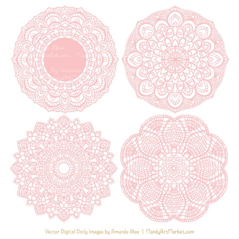 Premium Large Soft Pink Lace Doily Vectors - Doily Clipart Images ...