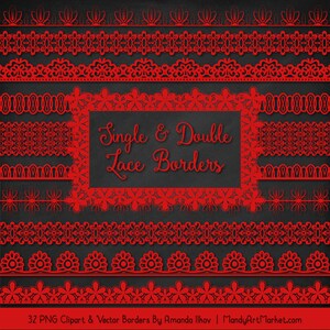 Red Lace Borders Clipart & Vectors - Red Lace Borders, Red Vector Lace ...
