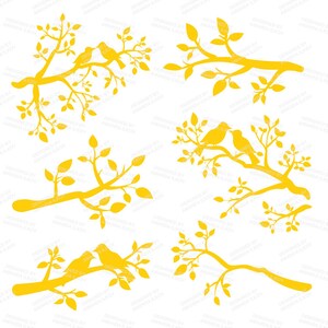 Premium Yellow Love Birds Clip Art & Vectors Wedding Clipart, Branch ...