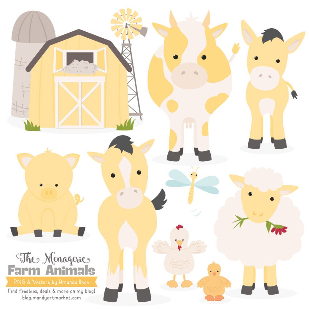 Premium Yellow Farm Animals Clip Art & Vectors - Yellow Farm Animals ...