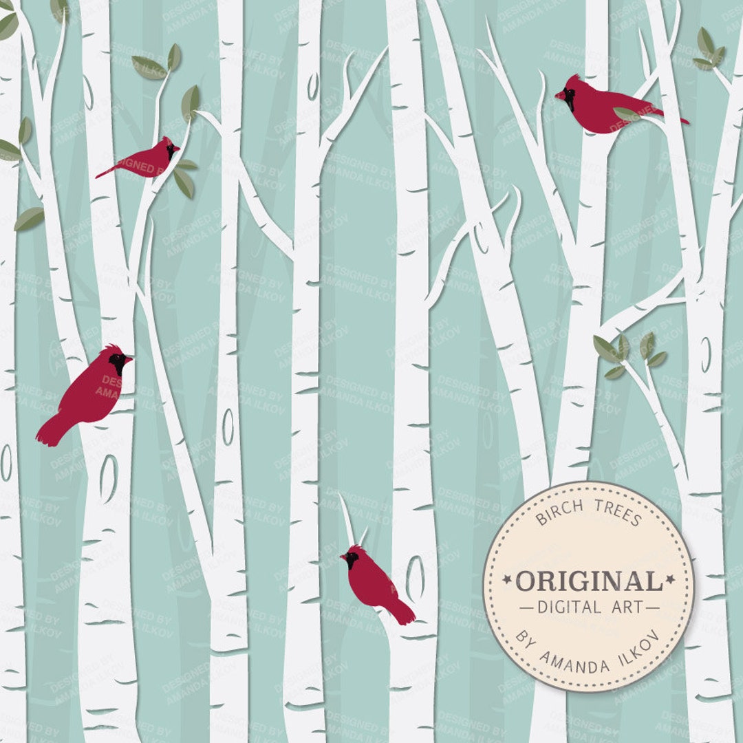 Premium Birch Tree Clipart & Vector Set - Birch Tree Clip Art, Birch ...