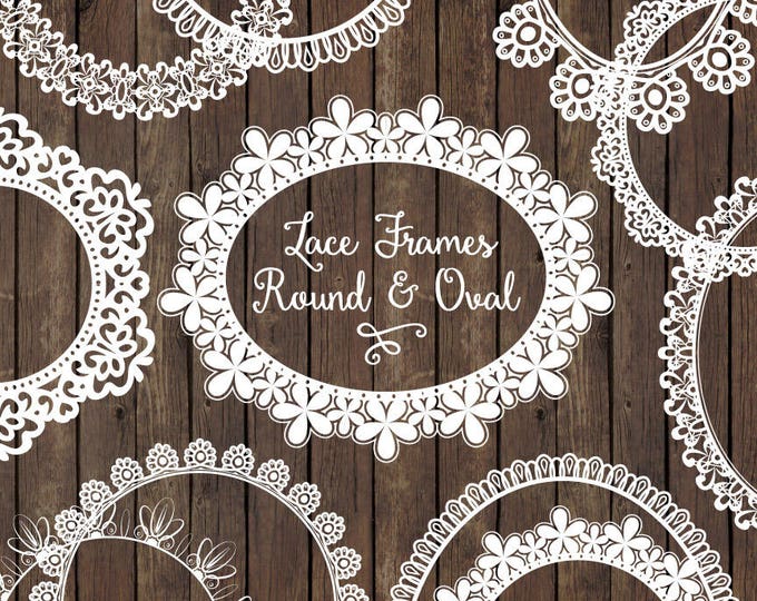 White Round Lace Frames Clipart & Vectors White Lace Frames, White ...