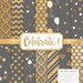 Celebrate Gold Foil Digital Papers in Grey Party Patterns, Party ...