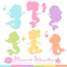 Professional Mermaid Silhouettes Clipart in Fresh Girl - Bright ...