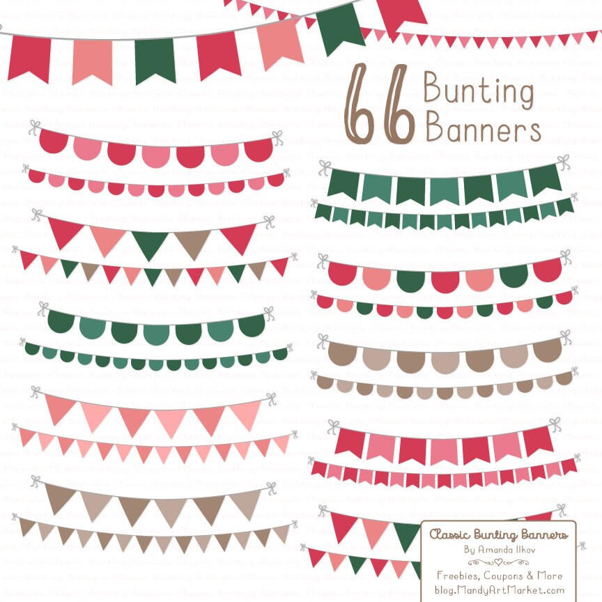 Professional Bunting Banner Clipart & Vectors in Rose Garden | Etsy