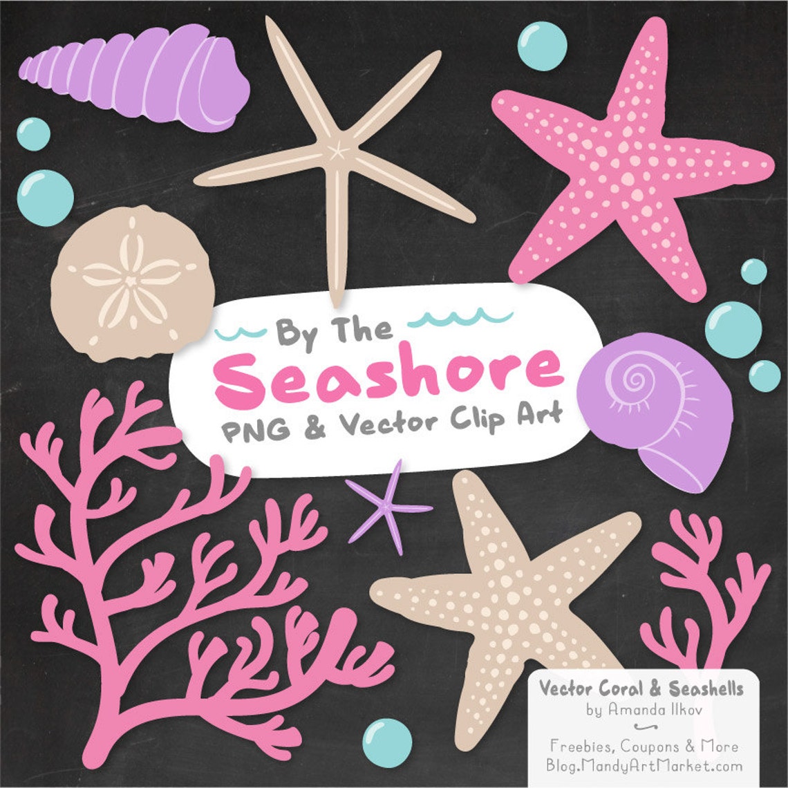 Premium Seashells Clipart & Vector Set - Pink and Lavender Seashells ...
