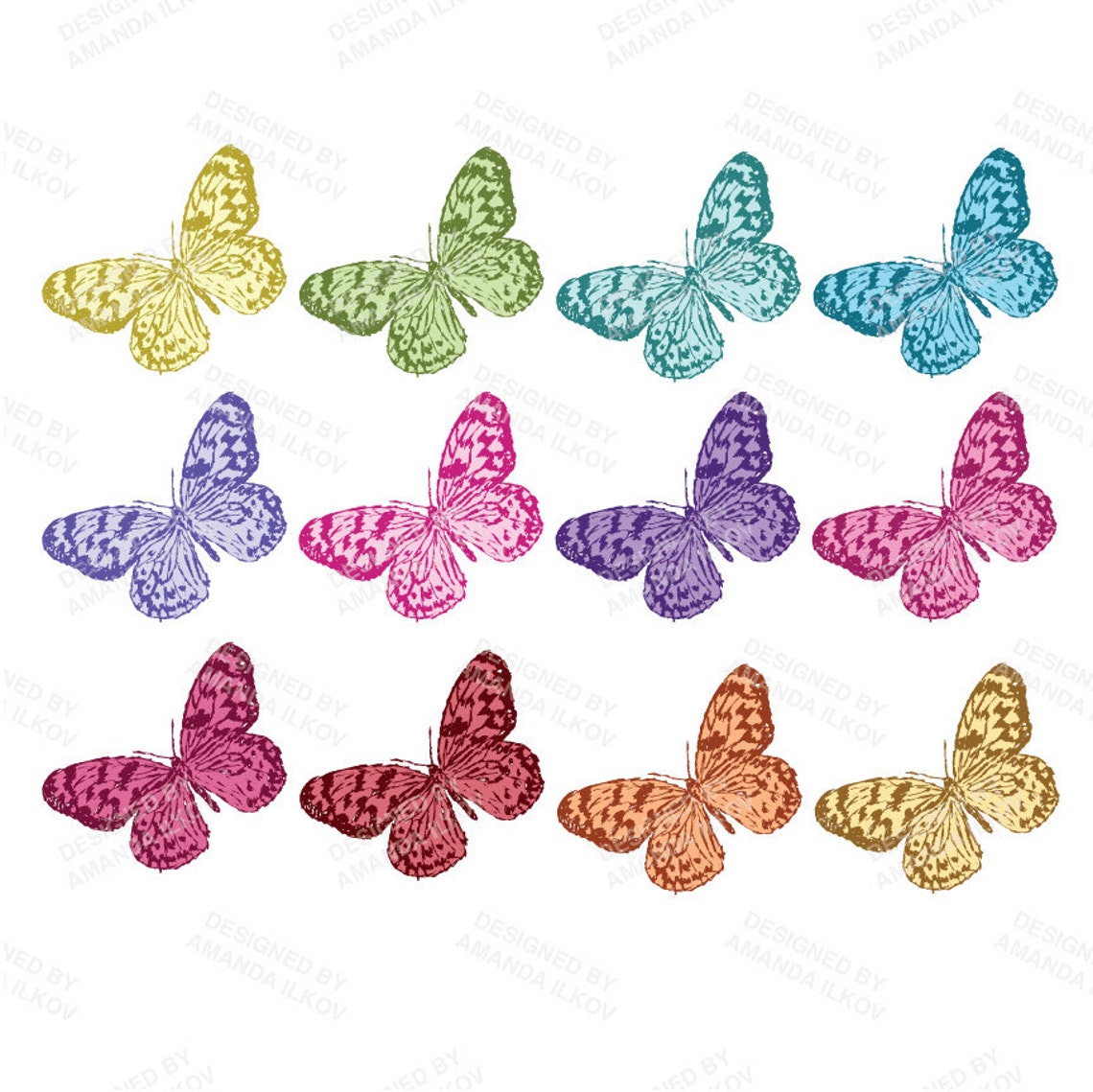 Professional Hand Sketched Butterfly Clipart - Butterfly Clip Art, Hand ...