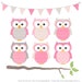 Patterned Pink Owls Clipart and Digital Papers - Pink Owl Clipart, Owl ...