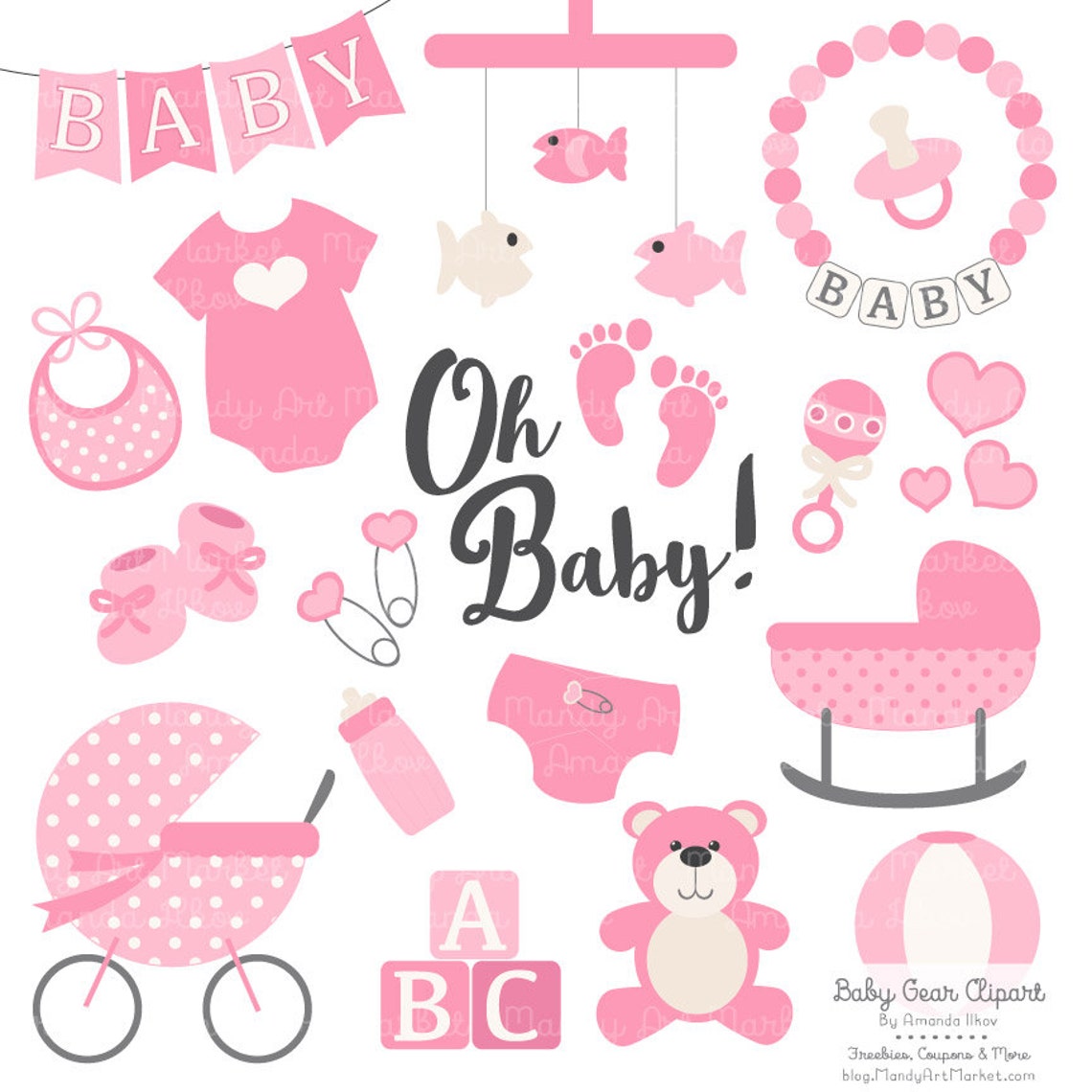 Premium Baby Clipart & Vectors in Pink Pink Baby Clip Art - Etsy