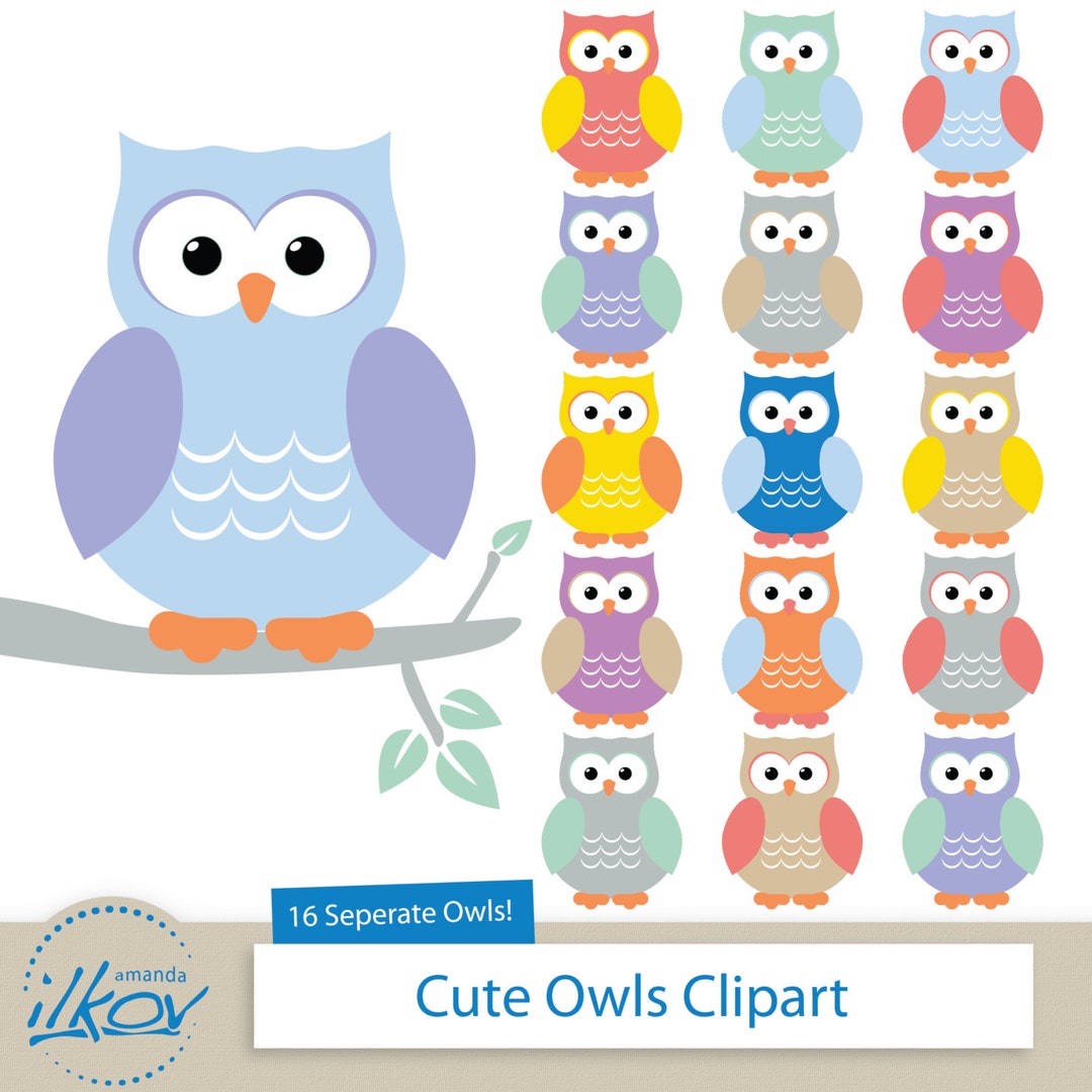 Cute Owls Clipart for Digital Scrapbooking, Crafting, Invitations, Web ...
