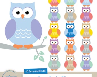 Digital Owl Clipart - Etsy