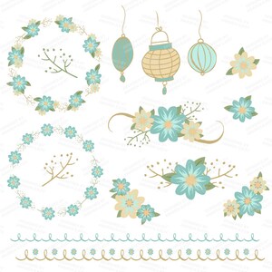 Vintage Blue Floral Party & Wedding Clip Art Vectors - Flower Clip Art ...