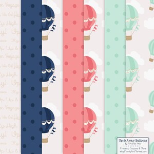 Modern Chic Hot Air Balloons Clipart With Digital Papers - Modern Hot ...