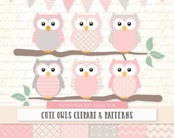 Pink Owl Clipart - Etsy