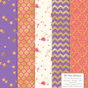 Celebrate Gold Foil Digital Papers in Crayon Box - Party Patterns ...