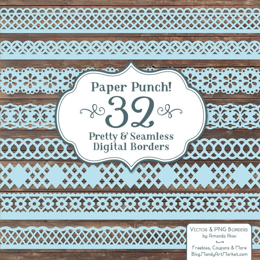 32 Premium Soft Blue Paper Punch Lace Borders Clipart & Vectors - Soft ...