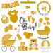 Premium Oh Baby Clipart & Vectors Set in Mustard Mustard Yellow Baby ...