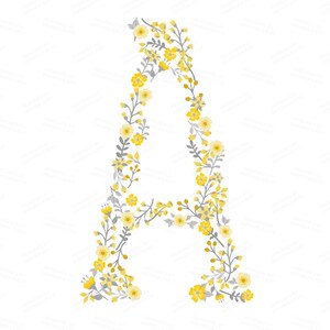 Professional Floral Alphabet Clipart & Vectors - Yellow Floral Monogram ...