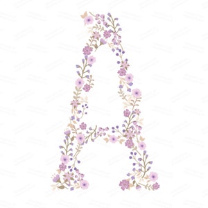 Professional Floral Alphabet Clipart & Vectors - Lavender Floral ...