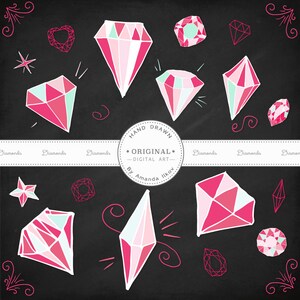 Premium Hand Drawn Diamond Clip Art, Diamond Vectors - Pink Diamonds ...