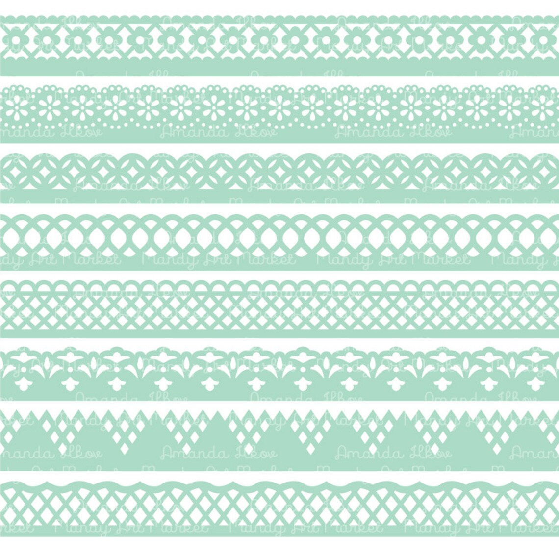32 Premium Mint Paper Punch Lace Borders Clipart & Vectors - Mint Lace ...