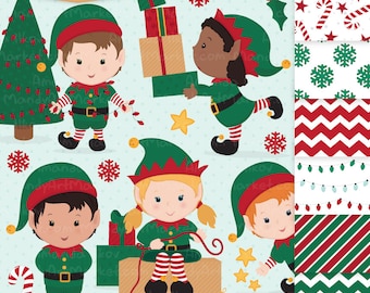 Elf Christmas Elves Holiday Clip Art Set Digital Clipart - Etsy