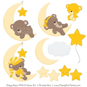 Professional Yellow Sleepy Bears Clipart - Yellow Bedtime Bears Clipart ...