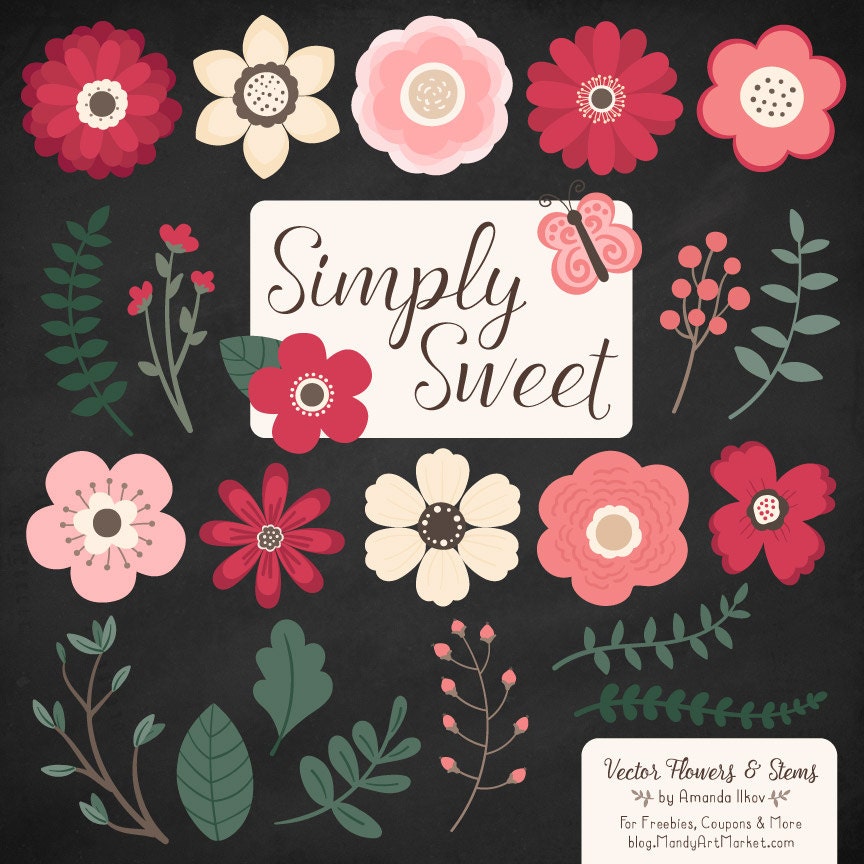 Cute Flowers Clipart in Rose Garden Rose Garden Vector | Etsy