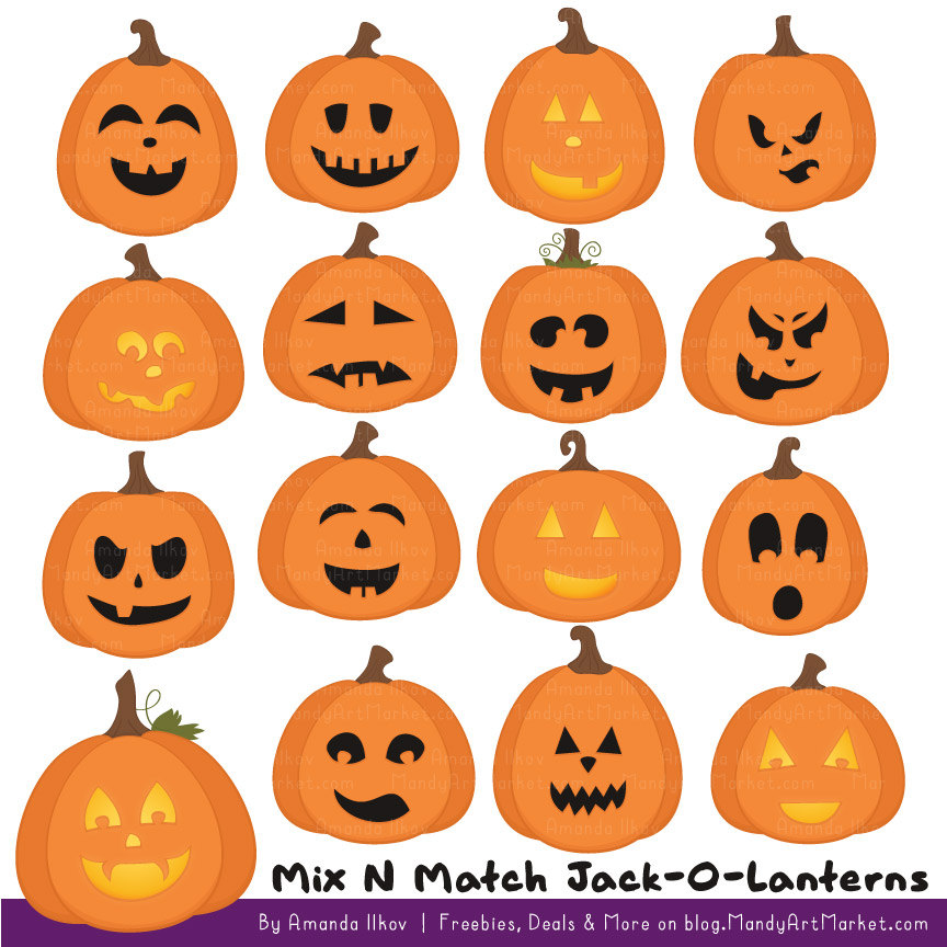 Mix N Match Jack O Lantern Clipart & Vectors Halloween - Etsy Australia