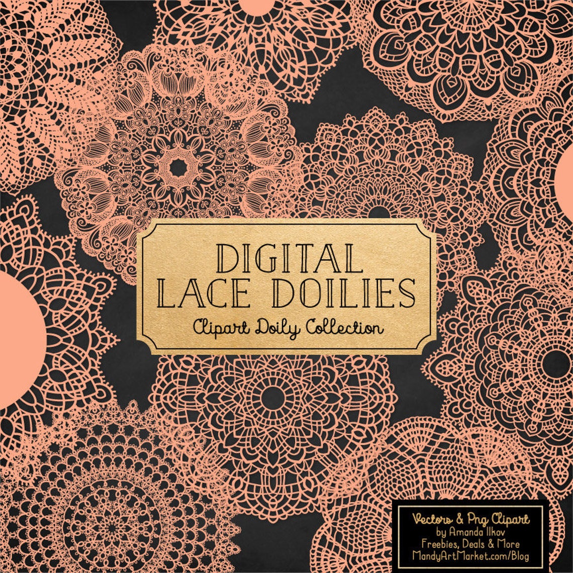 Premium Large Peach Lace Doily Vectors - Doily Clipart Images, Digital ...