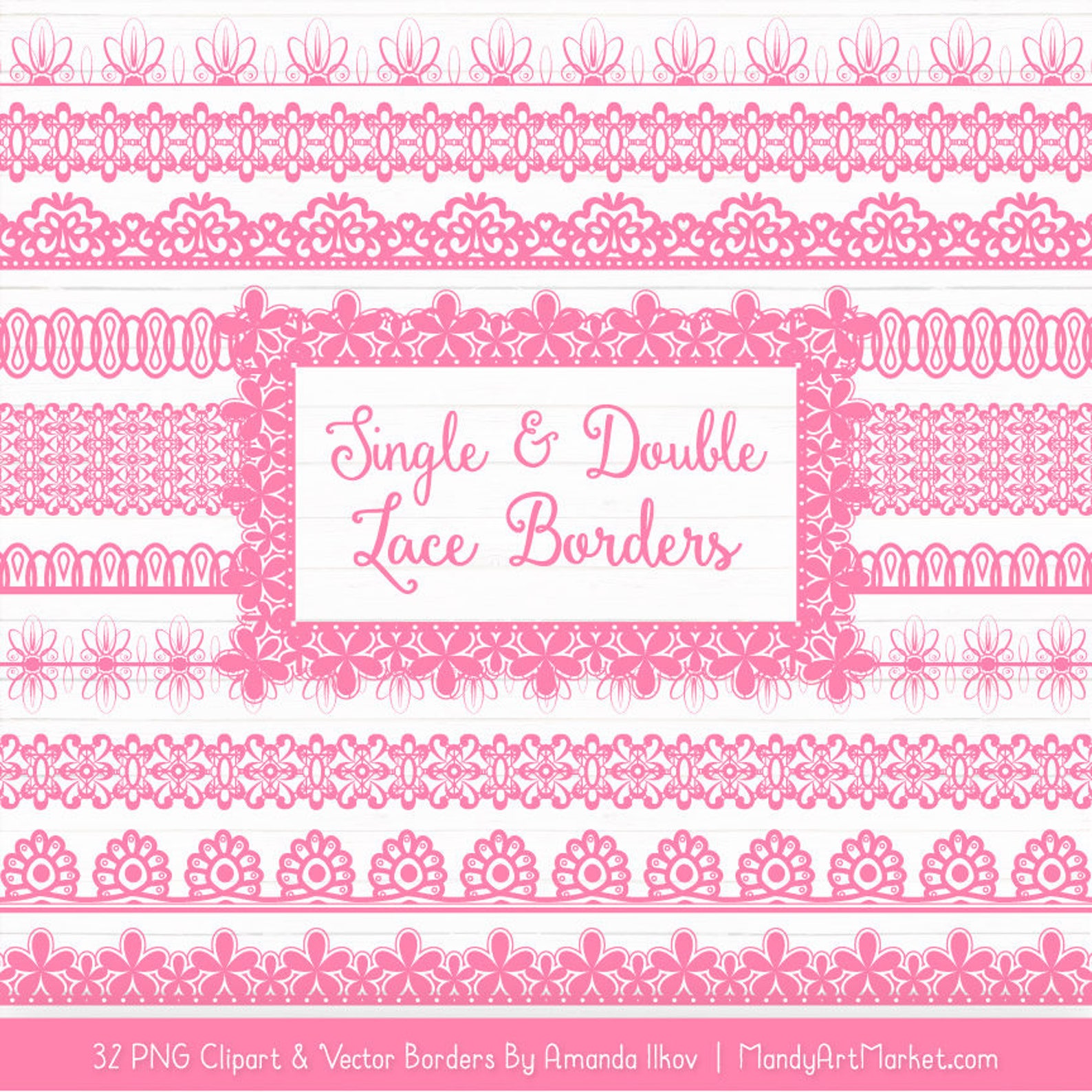 Pink Lace Borders Clipart & Vectors Pink Lace Borders Pink | Etsy