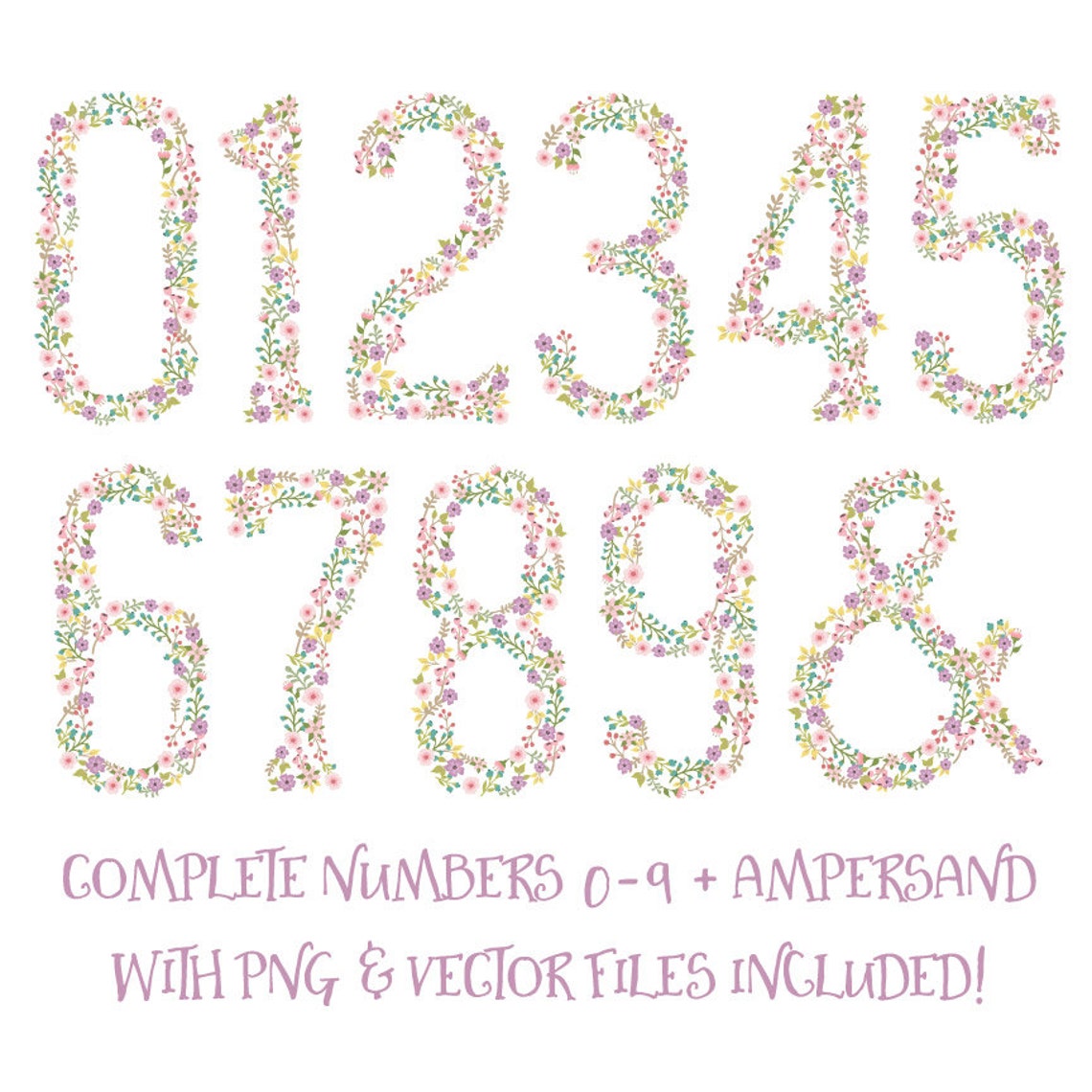 Premium Floral Numbers Clipart & Vectors in Garden Party - Summer ...