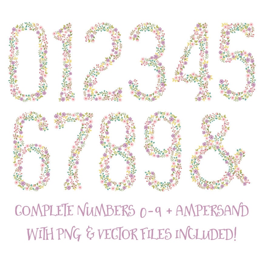 Premium Floral Numbers Clipart & Vectors in Garden Party - Summer ...