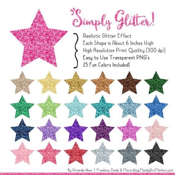 Pink Glitter Stars Clipart