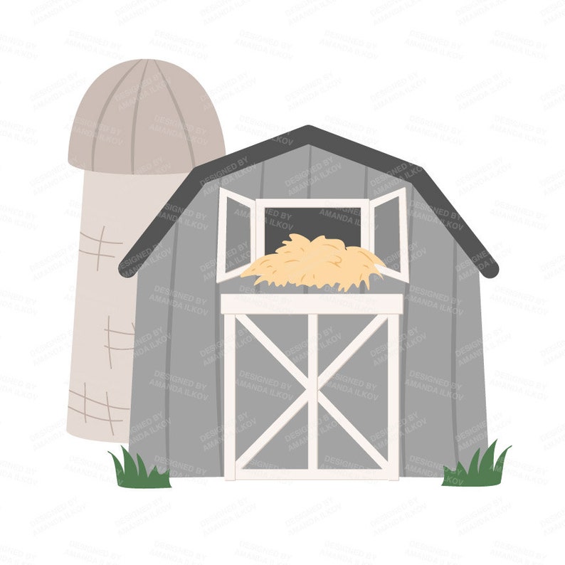 Premium Grey Farm Animals Clip Art & Vectors Grey Farm | Etsy