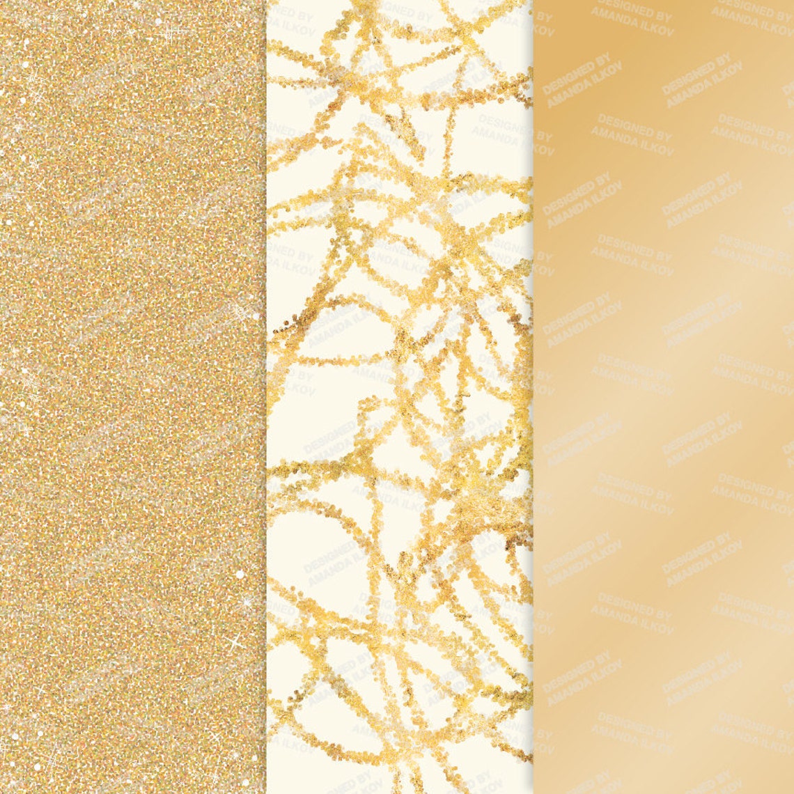 Premium Gold Glitter Digital Papers Gold Bokeh Digital | Etsy