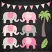 Patterned Pink Elephants Clipart and Digital Papers - Pink Elephant ...