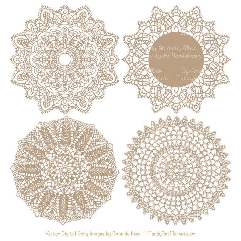 Premium Large Champagne Lace Doily Vectors Doily Clipart - Etsy
