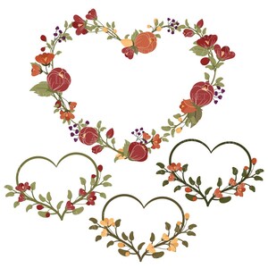 Emma Floral Heart Clipart & Vectors in Autumn - Orange Flowers, Peach ...