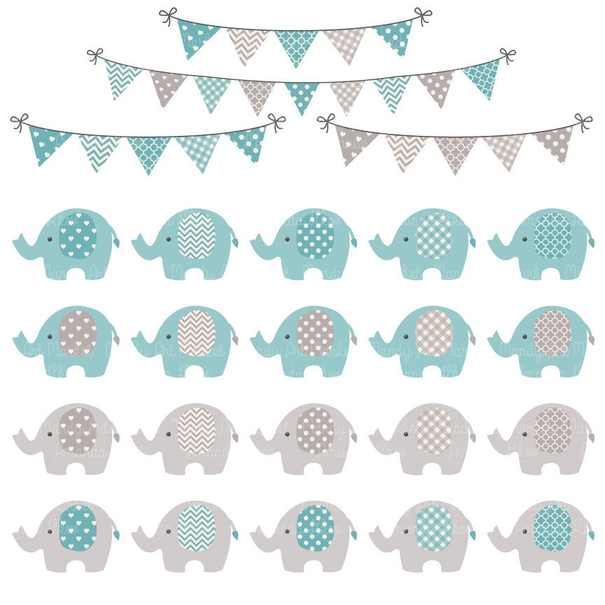Premium Elephant Clipart Vectors & Digital Papers in Vintage - Etsy