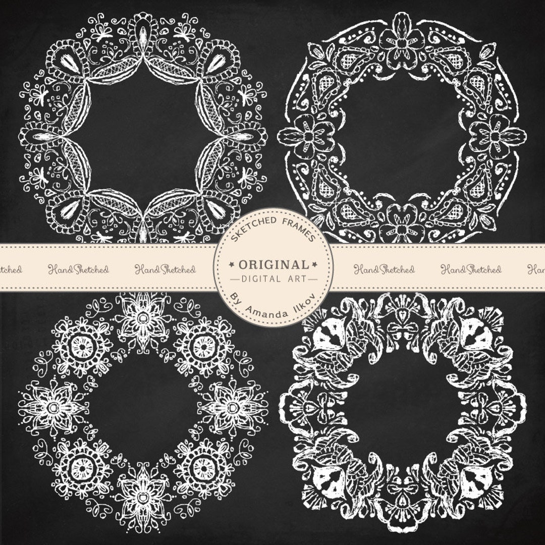 Premium Large Handsketched Henna Frames White Lace Vintage - Etsy