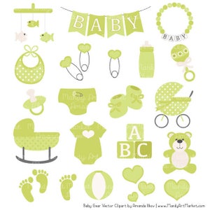 Premium Oh Baby Clipart & Vectors Set in Bamboo Bamboo Green Baby ...