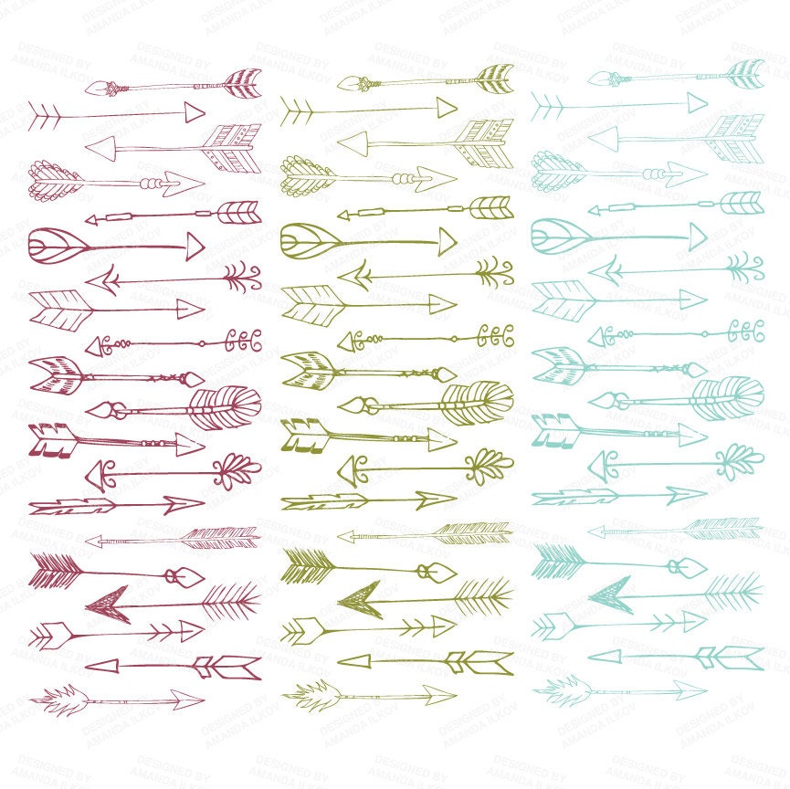 Premium Bohemian Arrows Clip Art & Vectors - Arrow Clipart, Tribal ...