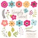 Cute Flowers Clipart in Bohemian - Bohemian Vector Flowers, Bohemian ...