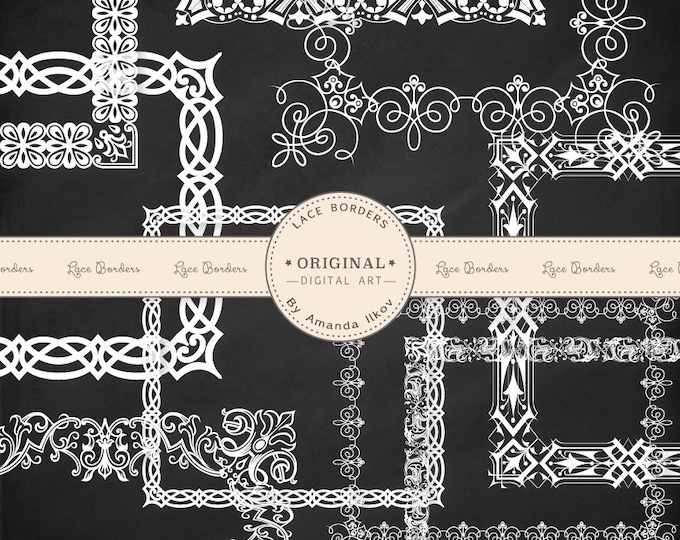 Black LACE FRAME Cliparts Printable Picture Frame Overlays Digital ...