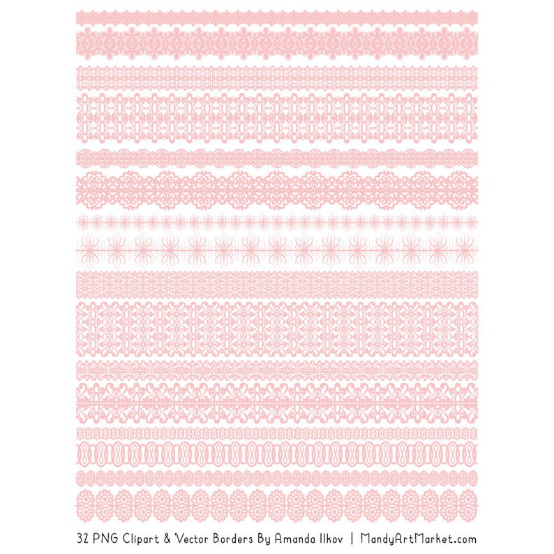 Soft Pink Lace Borders Clipart & Vectors Soft Pink Lace - Etsy