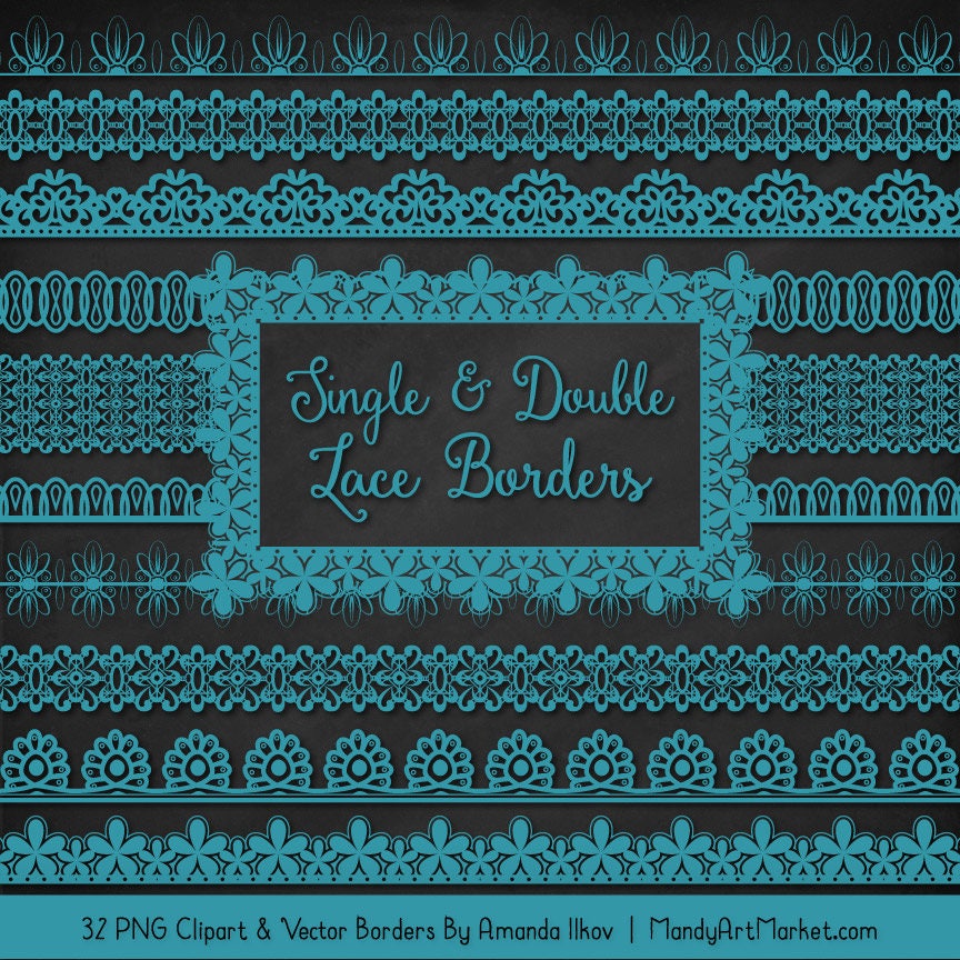 Vintage Blue Lace Borders Clipart & Vectors Vintage Blue | Etsy