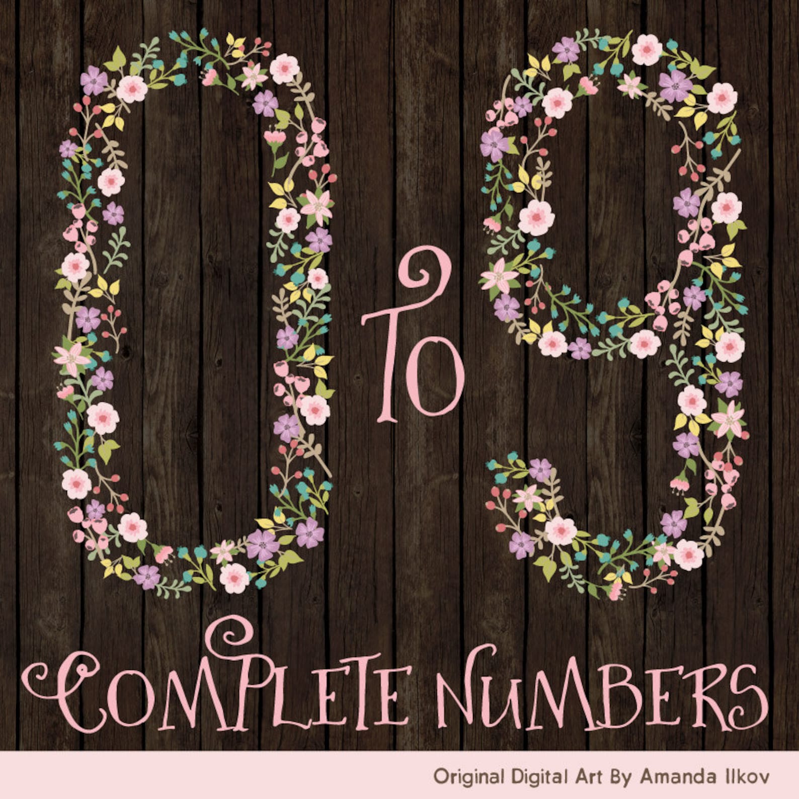 Premium Floral Numbers Clipart & Vectors in Garden Party | Etsy