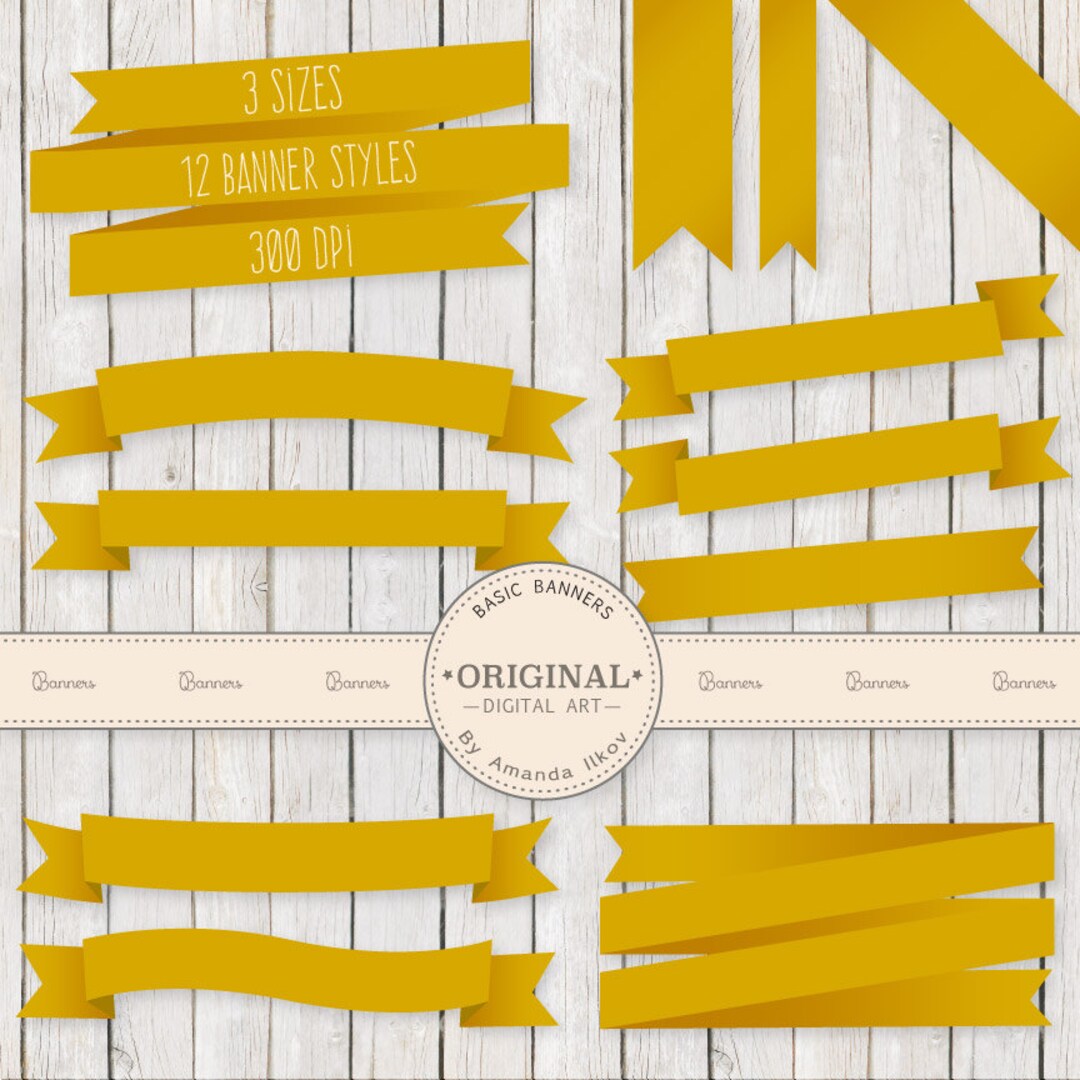 Professional Digital Ribbon Banners Gold Banners, Gold Ribbon, Digital ...